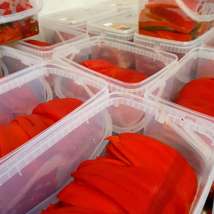 Pimientos de La Rioja asados en horno de leña.